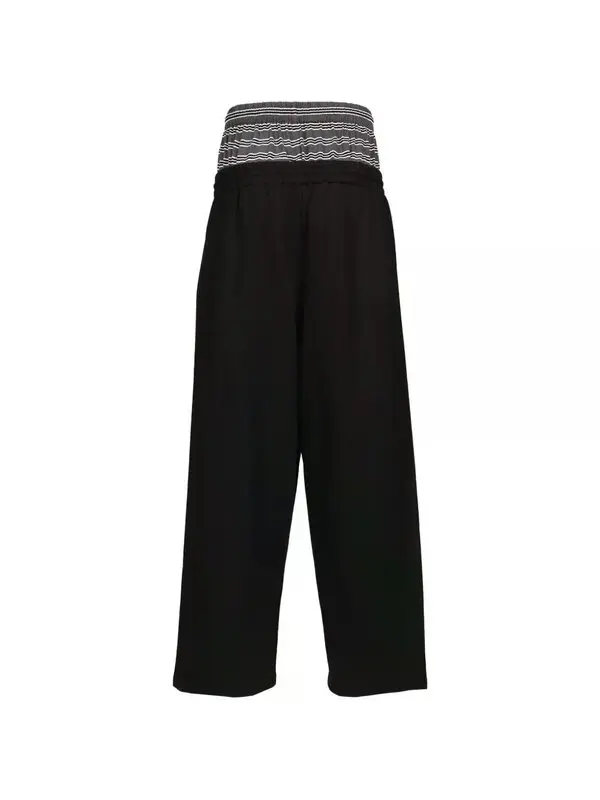 We11Done Layered-waistband Logo-patch Track Pants