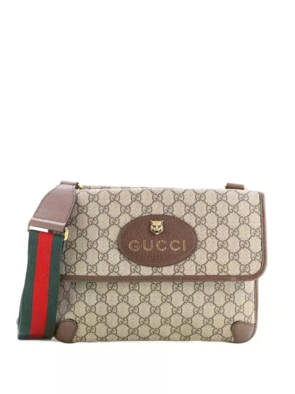 Gucci Neo Vintage Flap Messenger Gg Coated Canvas Medium Crossbody Bag - Brown