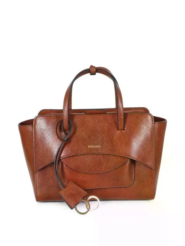 HIDESINS Medium Flap Logo-print Leather Tote Bag - Brown