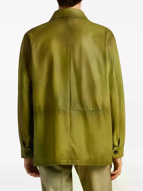 Kiton Button-fastening Leather Jacket
