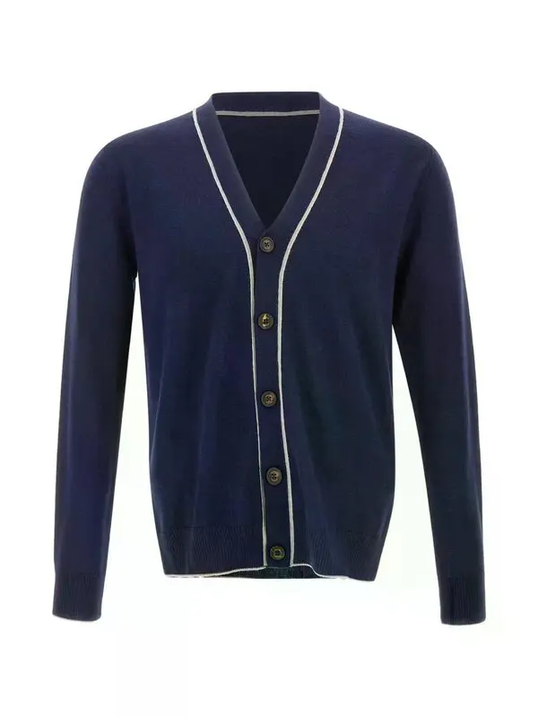 Eleventy Piping-detail Wool Cardigan