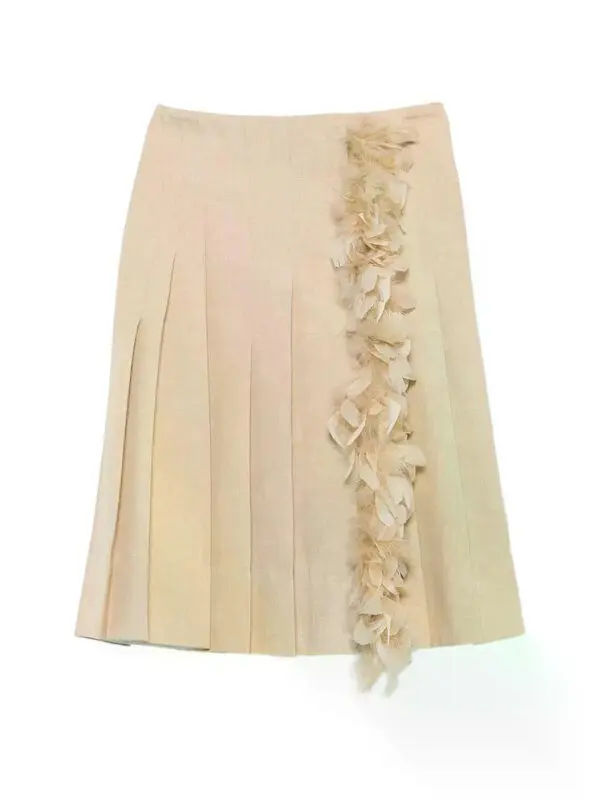 Plan C Feather-trim Pleated Midi Skirt