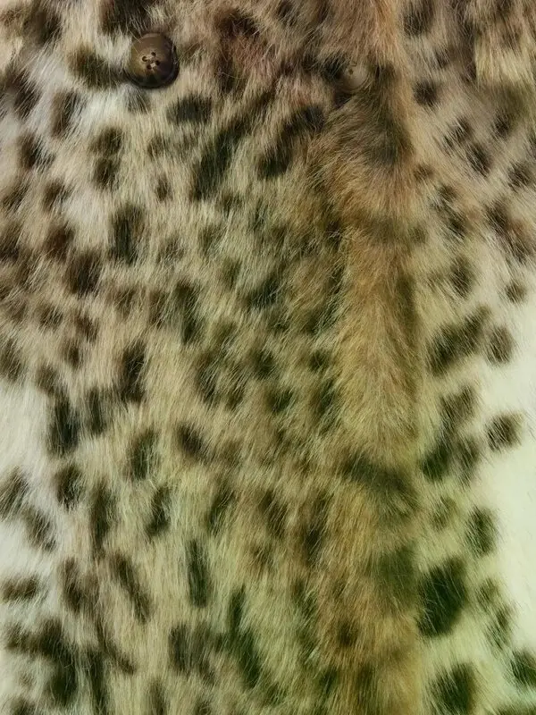 SWORD 6644 Leopard-print Faux-fur Coat