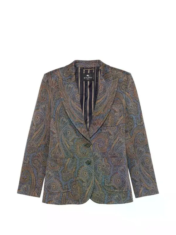 Etro Paisley-print Peak-lapel Jacket - Blue