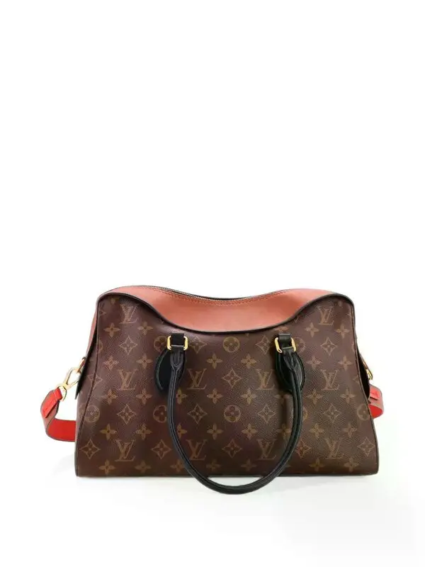 LOUIS VUITTON Tuileries Monogram Canvas Leather Satchel - Brown