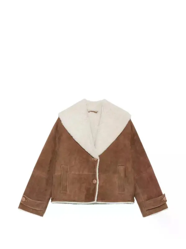MANZONI 24 Shearling-collar Suede Jacket - Brown