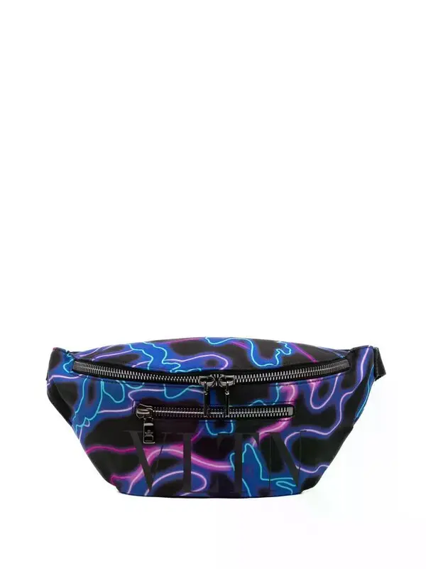 Valentino Garavani 2018-2026 Nylon Vltn Neon Camouflage Print Belt Bag - Black