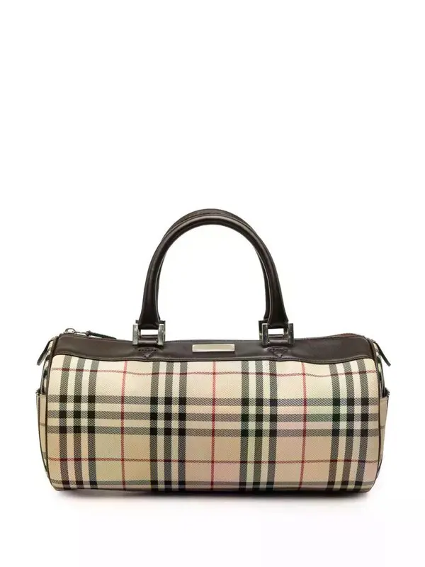 Burberry 2000-2017 House Check Canvas Barrel Handbag