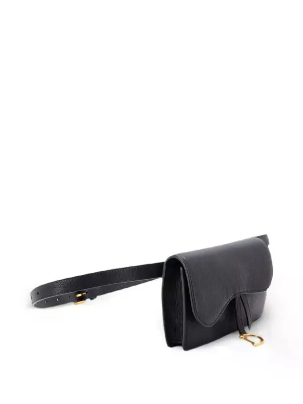 Dior Saddle Rectangular Leather Belt Bag - Black