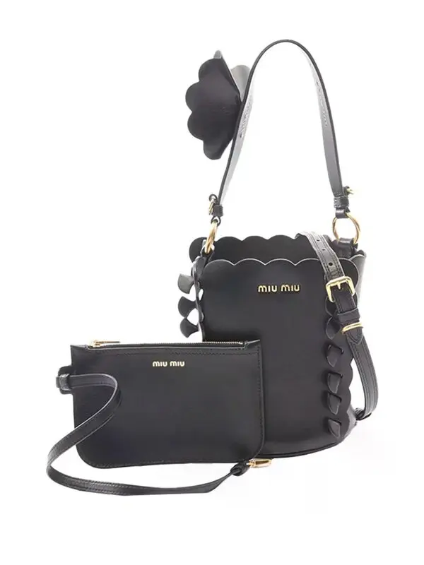 Miu Miu 2010-2026 Leather Flower Bucket Bag Satchel