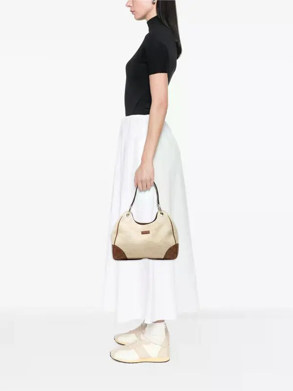 Gucci Canvas And Leather Trimmed Shoulder Bag