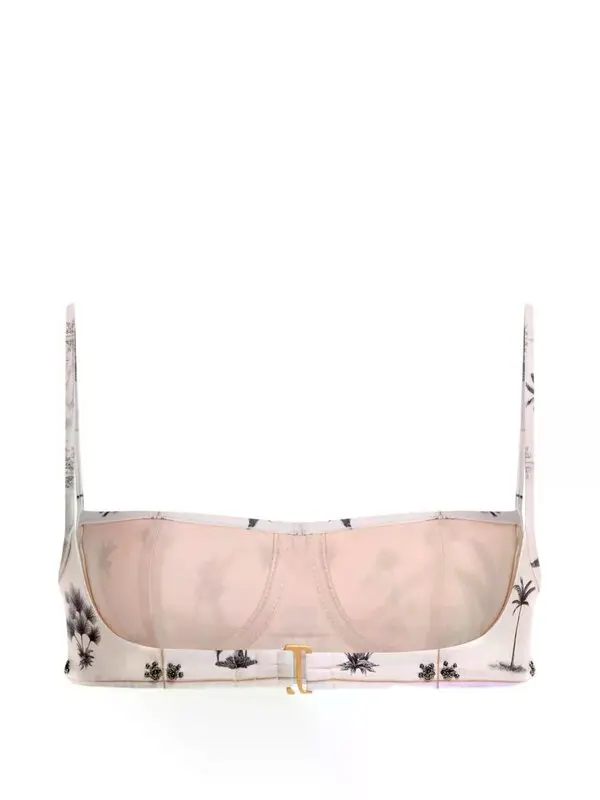 Agua Bendita Libertad Arena Beaded Bikini Top - Neutrals