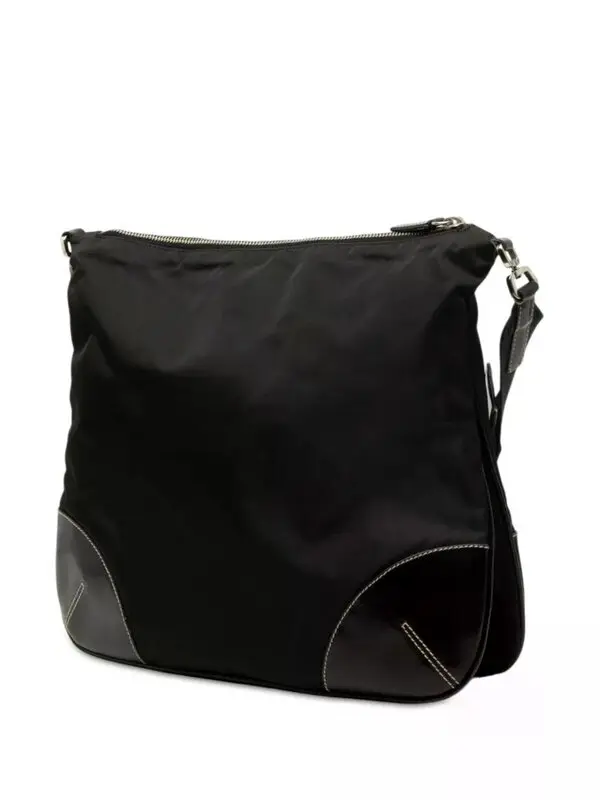 Prada Vitello Trimmed Tessuto Zip Top Cross Body Bag