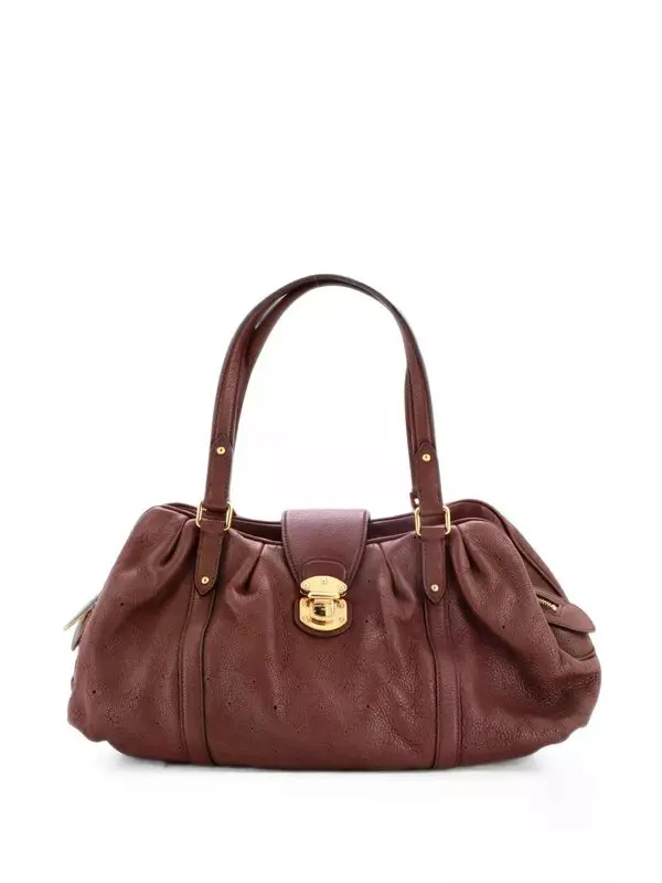 LOUIS VUITTON Lunar Handbag Mahina Leather Gm Satchel - Brown