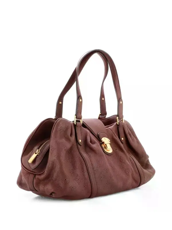 LOUIS VUITTON Lunar Handbag Mahina Leather Gm Satchel - Brown