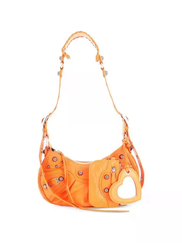 Balenciaga Le Cagole Giant Studs Shoulder Bag Leather Xs Hobo Bag - Orange
