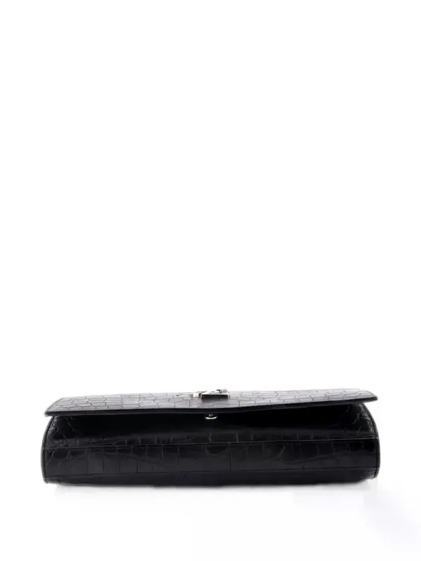 Saint Laurent Classic Monogram Crocodile Embossed Leather Large Clutch Bag