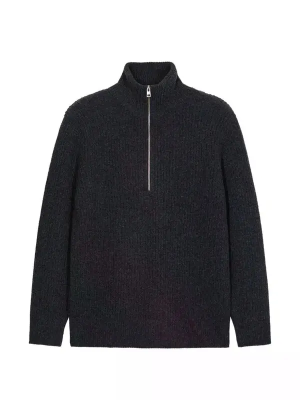 Closed Ribbed-knit Half-zip Sweater