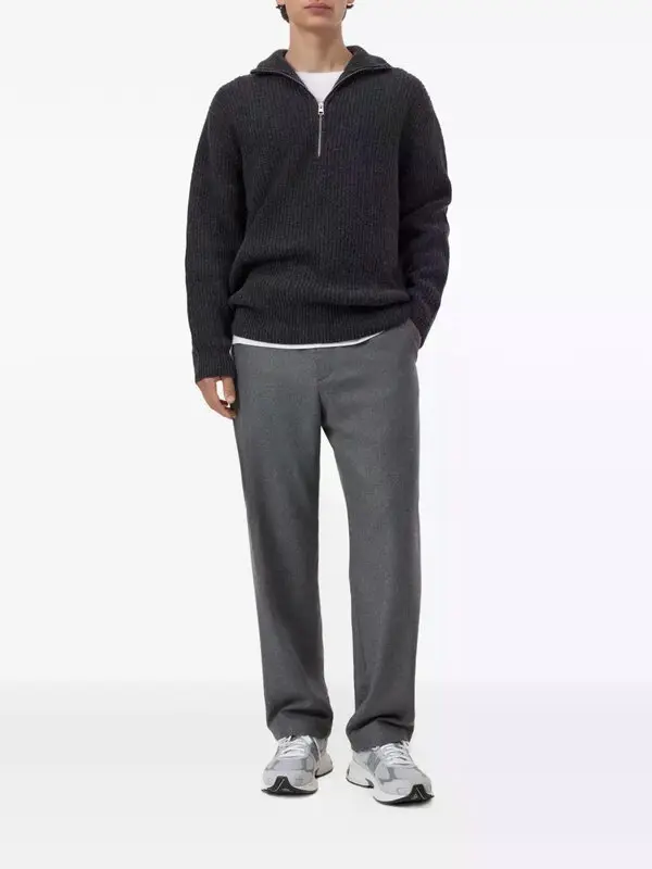 Closed Ribbed-knit Half-zip Sweater