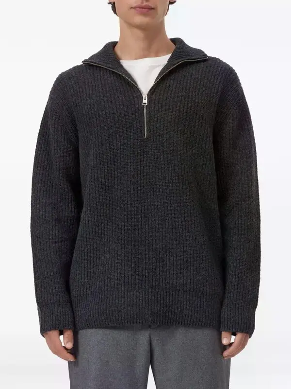 Closed Ribbed-knit Half-zip Sweater