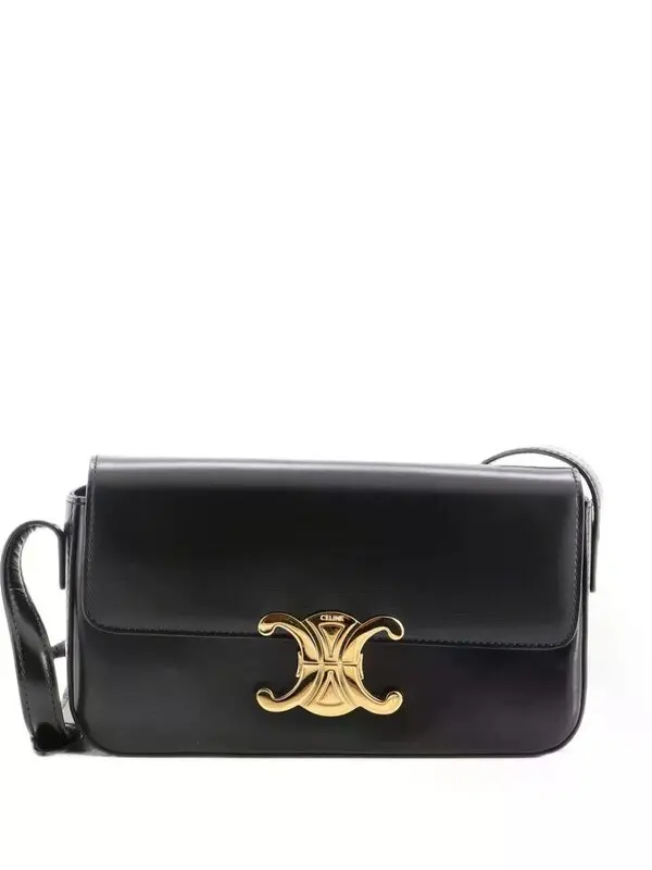 Celine Triomphe East-west Smooth Calfskin Shoulder Bag - Black