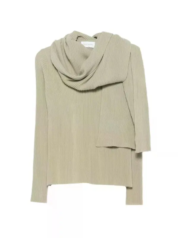 Christian Wijnants Ribbed-knit Scarf-detail Sweater - Green