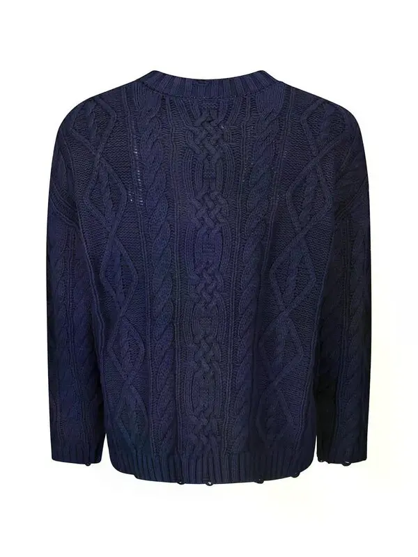 FOUND Cable-knit Distressed Sweater