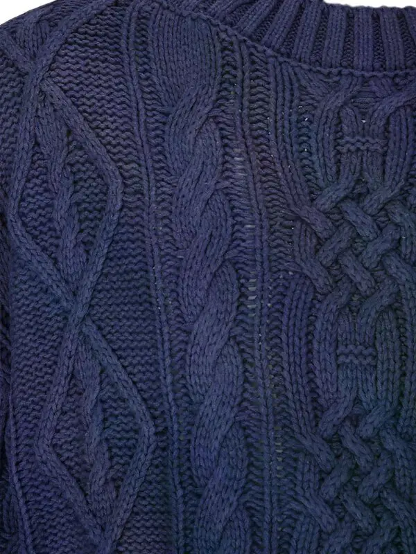 FOUND Cable-knit Distressed Sweater