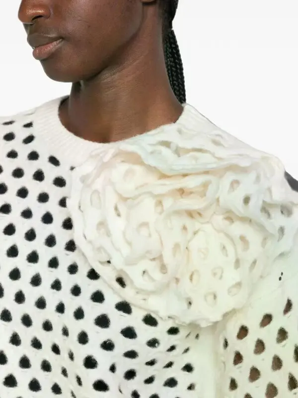 Blumarine Floral-appliqué Open-knit Sweater