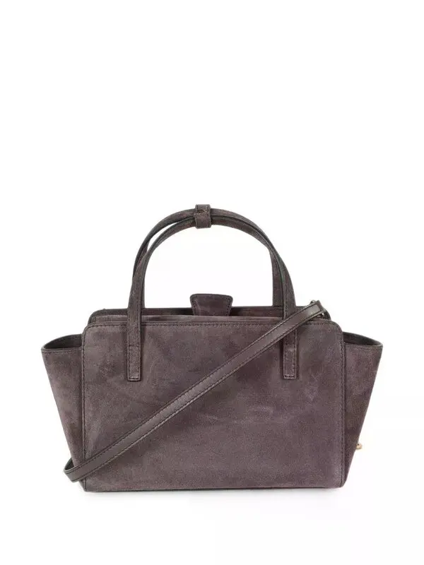 HIDESINS Small Flap Suede Logo-print Tote Bag