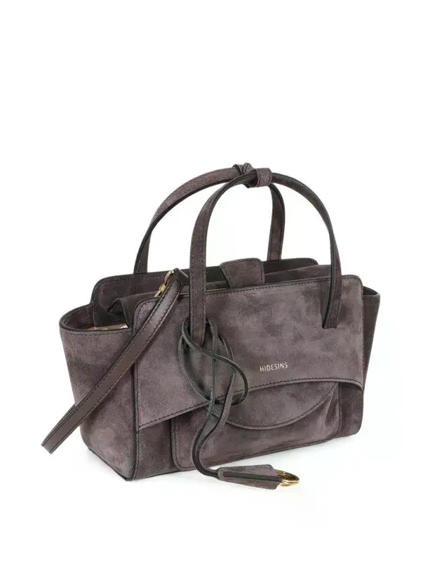 HIDESINS Small Flap Suede Logo-print Tote Bag