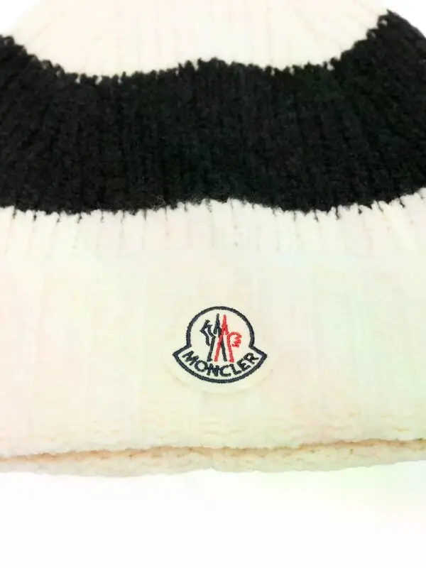 Moncler Striped Logo-patch Beanie Hat