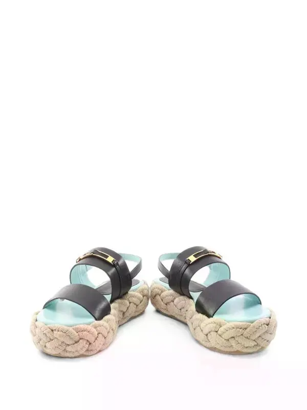 SERGIO ROSSI Bitt Braided Platform Sandals - Black