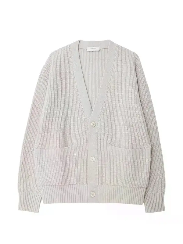 LARDINI Ribbed-knit Patch-pocket Cardigan