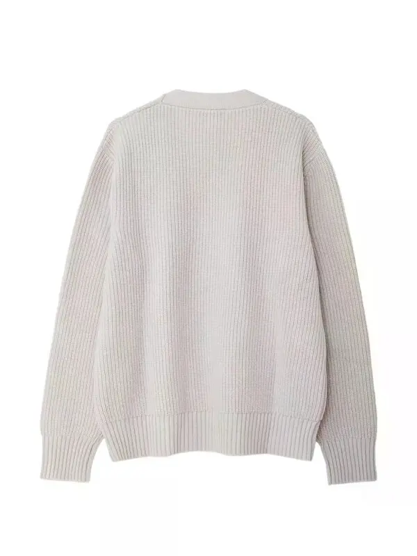 LARDINI Ribbed-knit Patch-pocket Cardigan