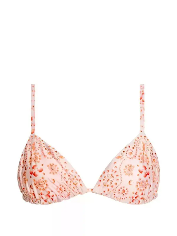 Agua Bendita Tulua Shell-print Bikini Top - Pink