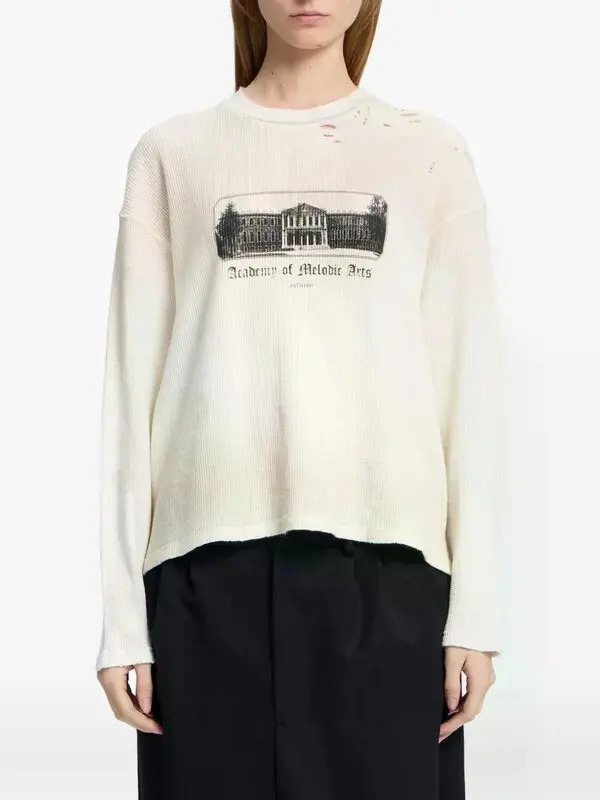 ANN DEMEULEMEESTER Distressed Long-sleeve T-shirt - Neutrals