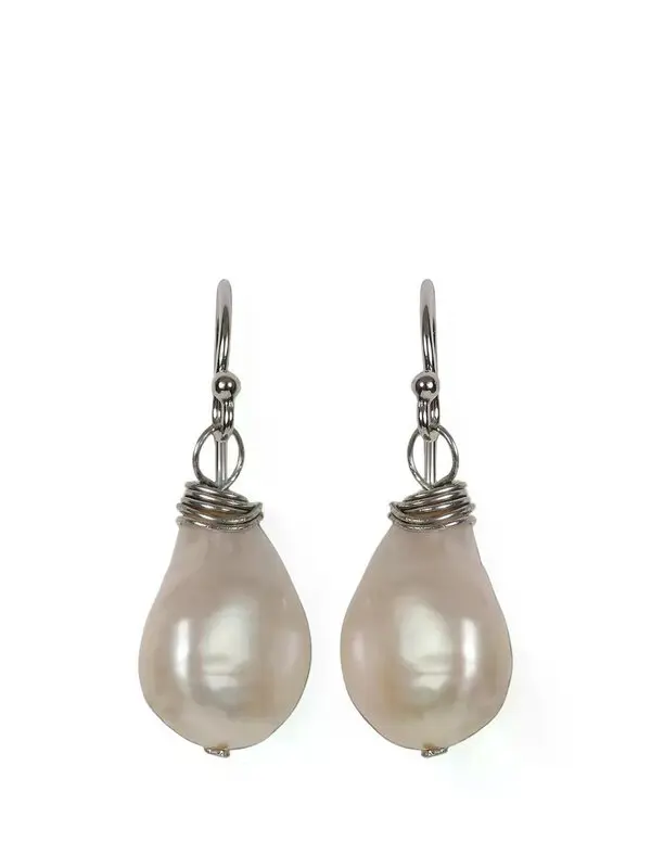 GIRL WITH A PEARL Wire-wrapped Pearl Drop Earrings