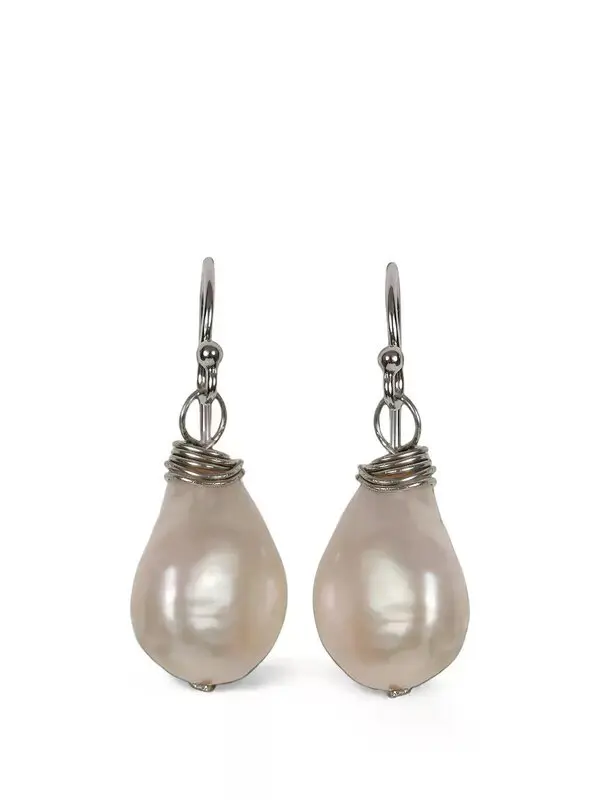 GIRL WITH A PEARL Wire-wrapped Pearl Drop Earrings