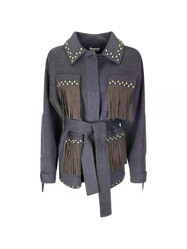 P.a.r.o.s.h Stud Embellished Fringe Military Jacket