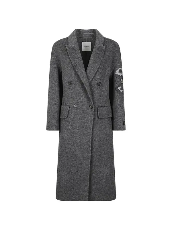 ERMANNO FIRENZE Floral-patch Double-breasted Coat