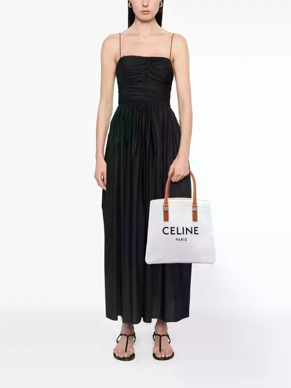 Celine 2019 Small Canvas Logo Print Horizontal Cabas Tote Bag