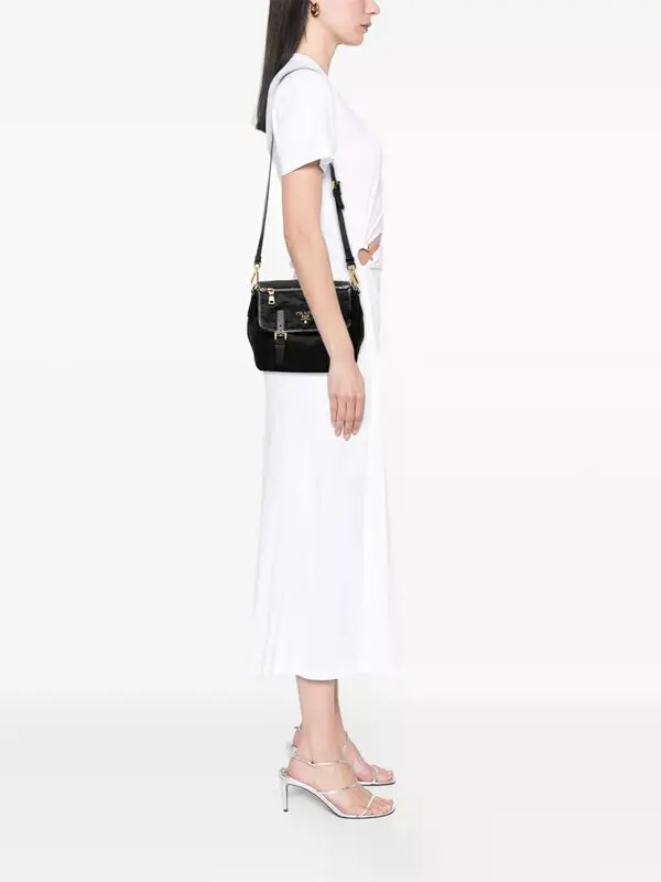 Prada Tessuto Zip Double Buckle Messenger Bag Cross Body