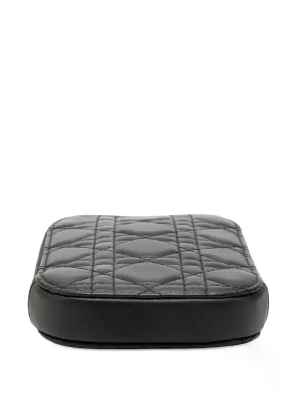 Dior Cannage Leather Phone Holder Satchel - Black