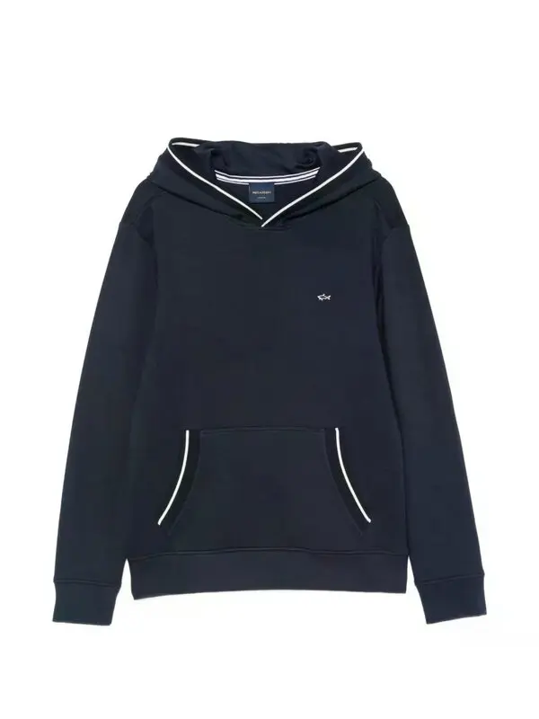 Paul & Shark Logo-embroidered Contrast-trim Hoodie - Blue