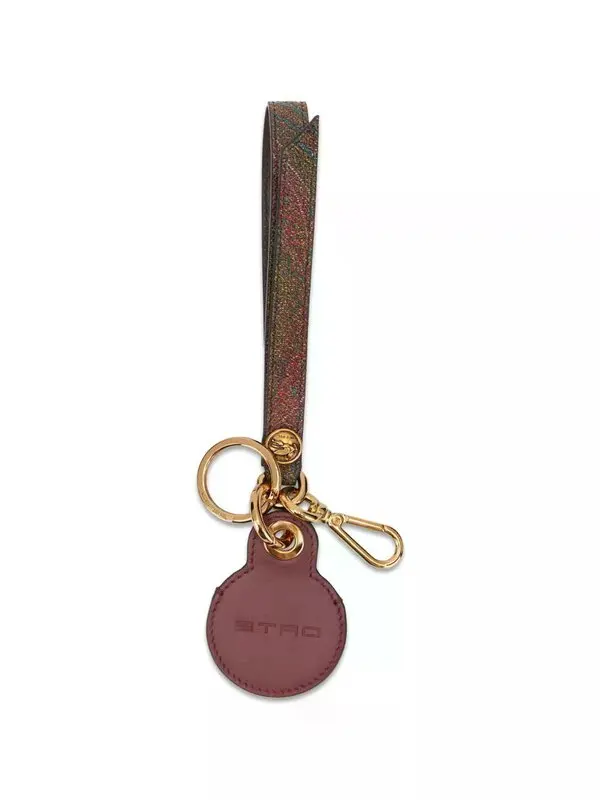 Etro Paisley Print Logo Debossed Keyring - Brown