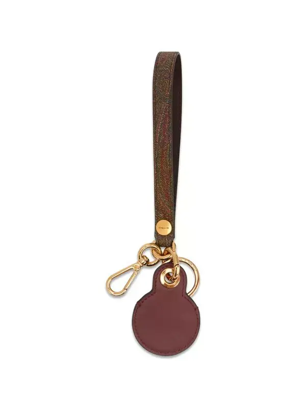 Etro Paisley Print Logo Debossed Keyring - Brown