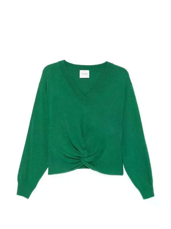 NUDE Twist-detail V-neck Sweater - Green
