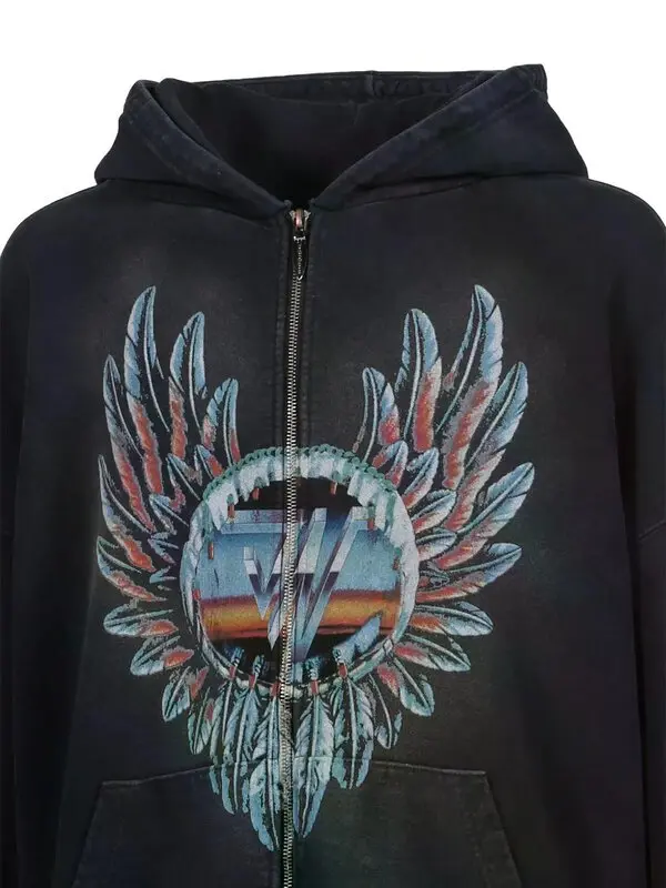 JUN/NAKAYAMA Feather-print Zip-up Hoodie