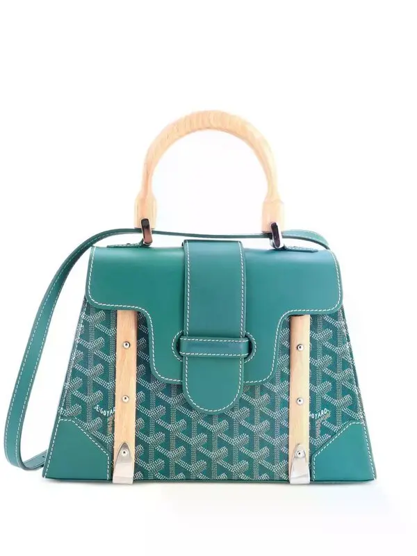 Goyard Coated Canvas And Leather Pm Satchel Top Handle Bag - Green
